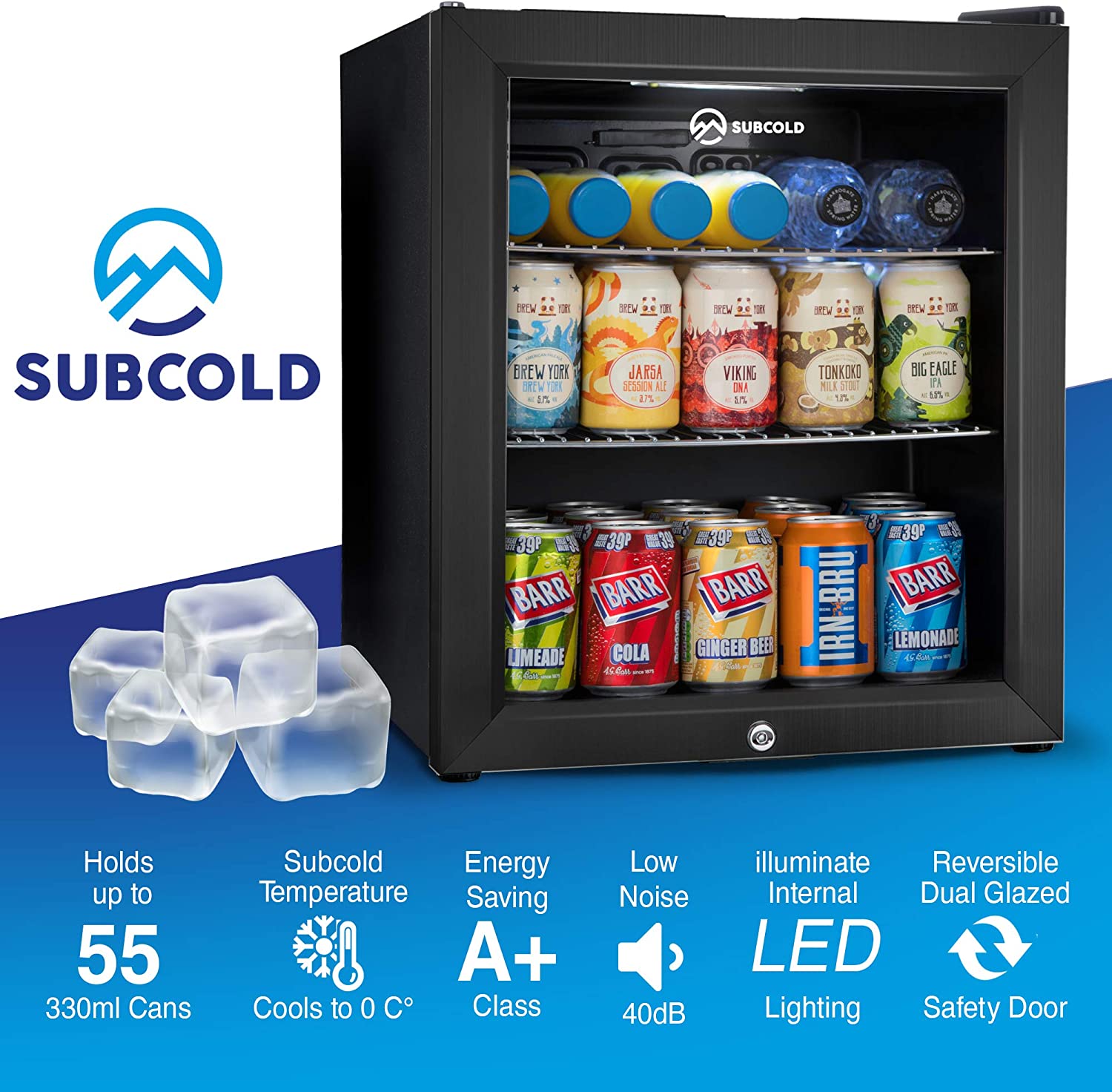 Subcold Super50 LED – Mini Fridge Black | 50L Beer, Wine & Drinks ...